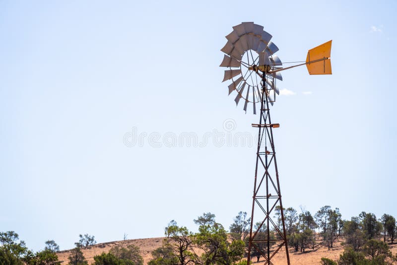 Windmill in australia stock image. Image of blue, pump - 184513289