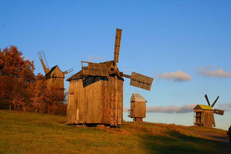 Windmill at Autumn Landscape Stock Image - Image of wind, leaves: 2027565