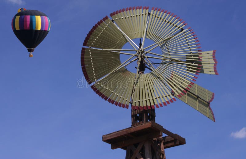 Hot Air Balloon and Windmill Stock Image - Image of dutch, culture: 4585901