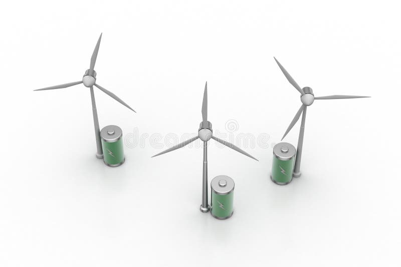 Windmill with battery stock illustration. Illustration of alternative ...
