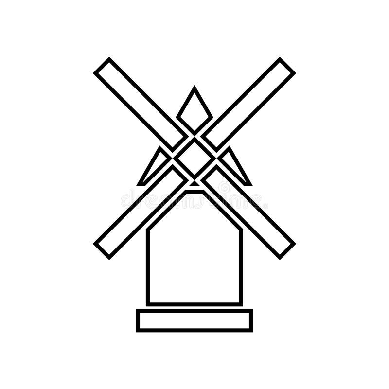 Windmill Black Icon in Circle Outline Stock Vector - Illustration of ...