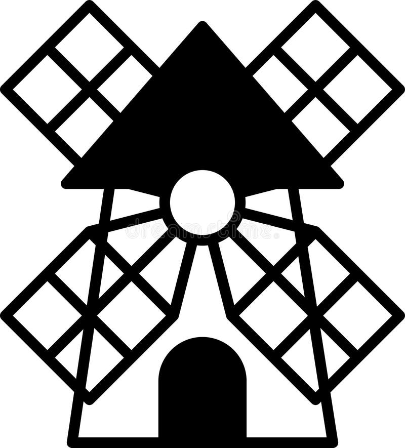 A Windmill with a Black and White Color Scheme Stock Vector ...