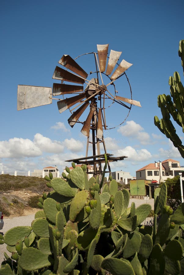 Windmill with Blue Skies Overhead Stock Image - Image of field, prairie ...