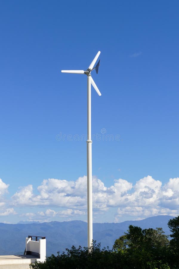 Windmill with Blue Sky Background Stock Image - Image of modern ...