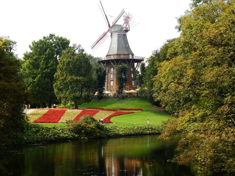 Windmill in Bremen, Germany. Stock Photo - Image of germany, house ...