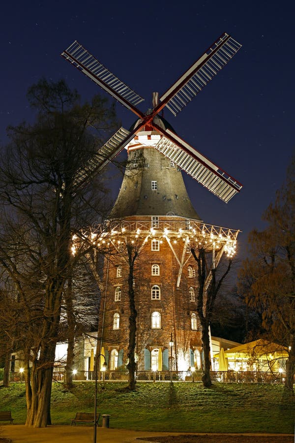 Windmill stock image. Image of house, mill, night, light - 39019127