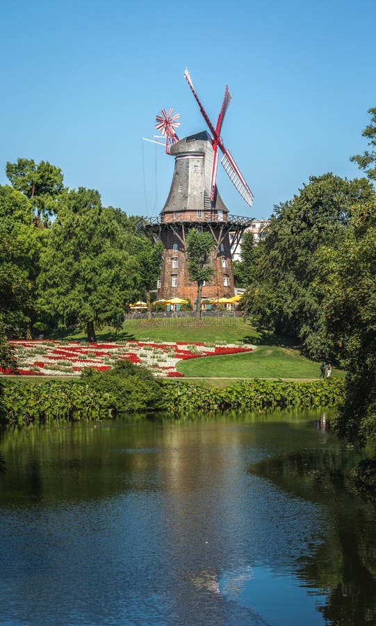 Windmill in Bremen stock image. Image of europe, blue - 42986691