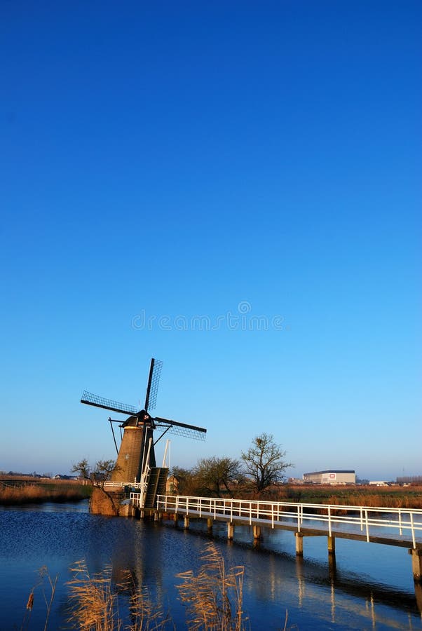 Windmill with bridge stock image. Image of landscape, heritage - 7692993