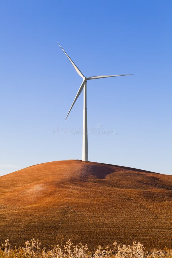 Windmill in a Brown Countryside. Stock Photo - Image of green, electric ...