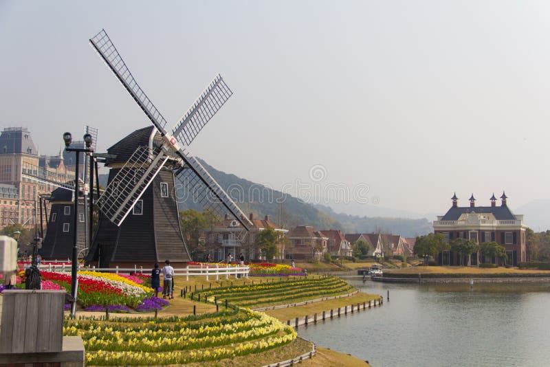 Windmill Building in the Park Stock Image - Image of field, blue: 31072481