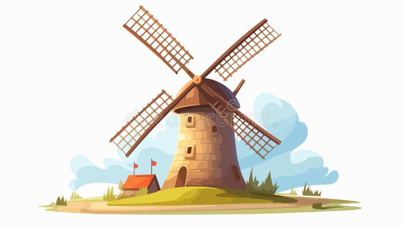 Windmill Cartoon Vector Illustration Stock Vector - Illustration of ...