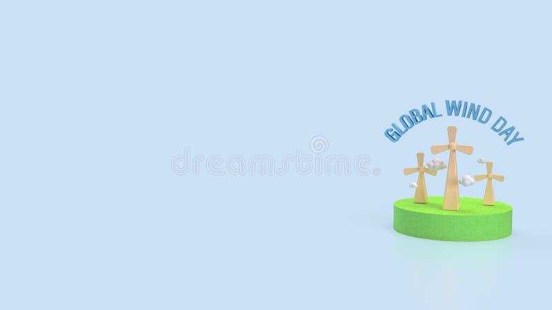 The Windmill and Cloud for Global Wind Day Concept 3d Rendering Stock ...