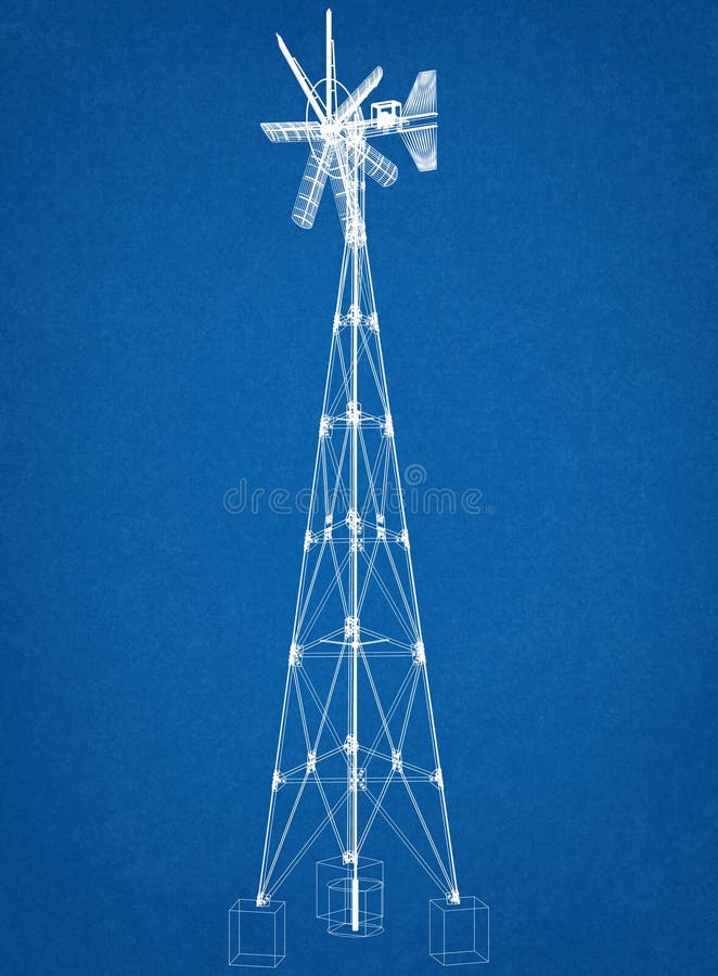 Windmill Concept - Architect Blueprint Stock Image - Image of ...