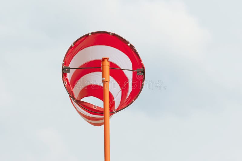 Windmill Cone in a Airport in Storm Windy Weather Stock Image - Image ...