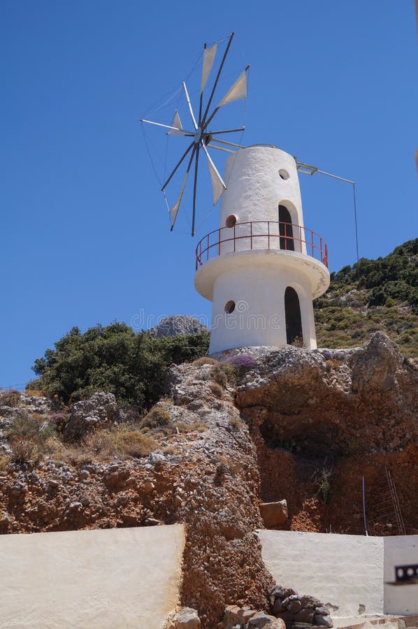 Old Windmill, Crete Island, Greece, Europe Stock Photo - Image of ...