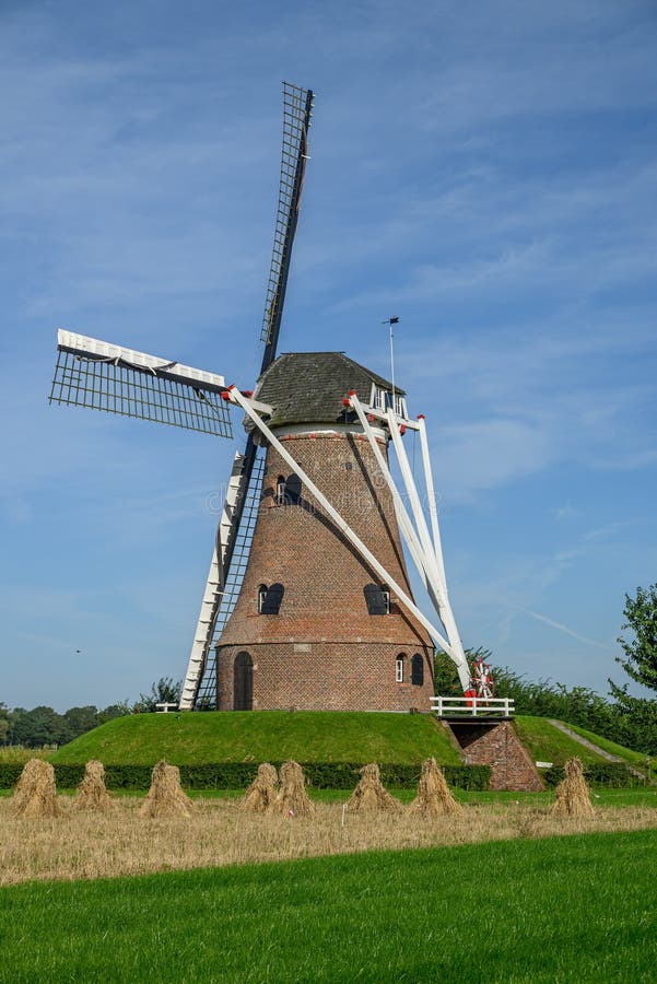 Windmill in the Dutch Village Rekken Stock Image - Image of nature ...
