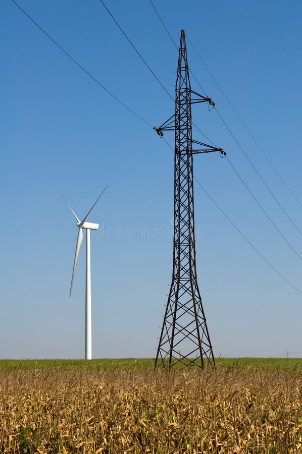 Windmill and electric wire stock photo. Image of generator - 17532694