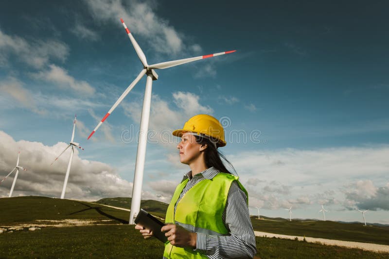 Windmill Engineer Inspection and Progress Check Wind Turbine Stock ...
