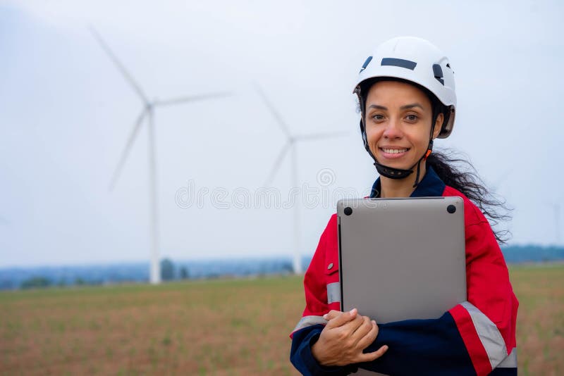 Windmill Engineer Inspection and Progress Check Wind Turbine Stock ...