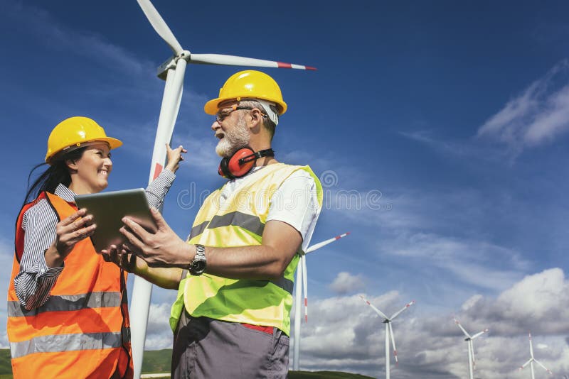 Windmill Engineer Inspection and Progress Check Wind Turbine Stock ...
