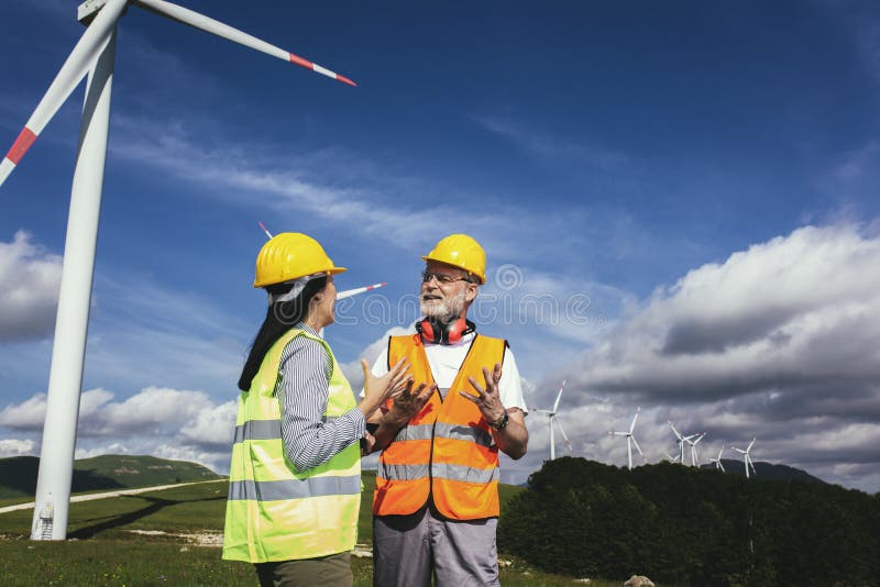 Windmill Engineer Inspection and Progress Check Wind Turbine Stock ...