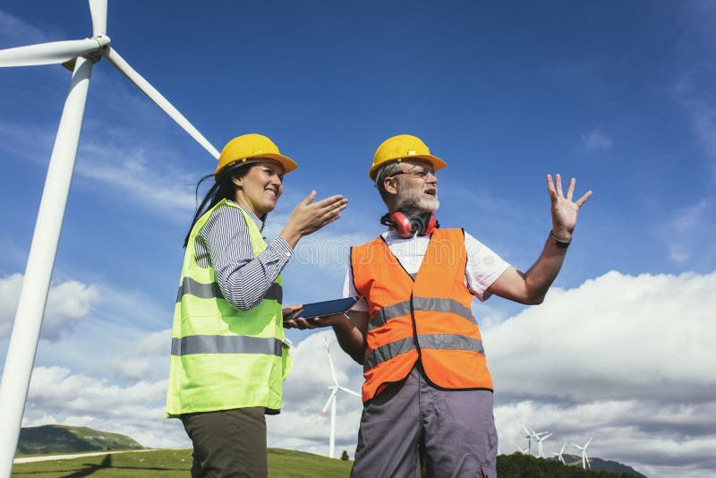 Windmill Engineer Inspection and Progress Check Wind Turbine Stock ...