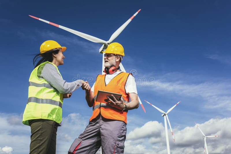 Windmill Engineer Inspection and Progress Check Wind Turbine Stock ...