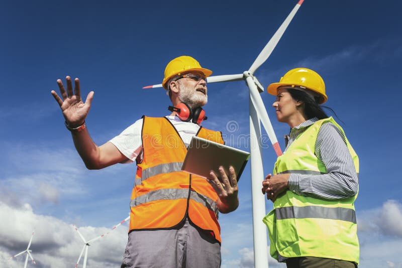 Windmill Engineer Inspection and Progress Check Wind Turbine Stock ...