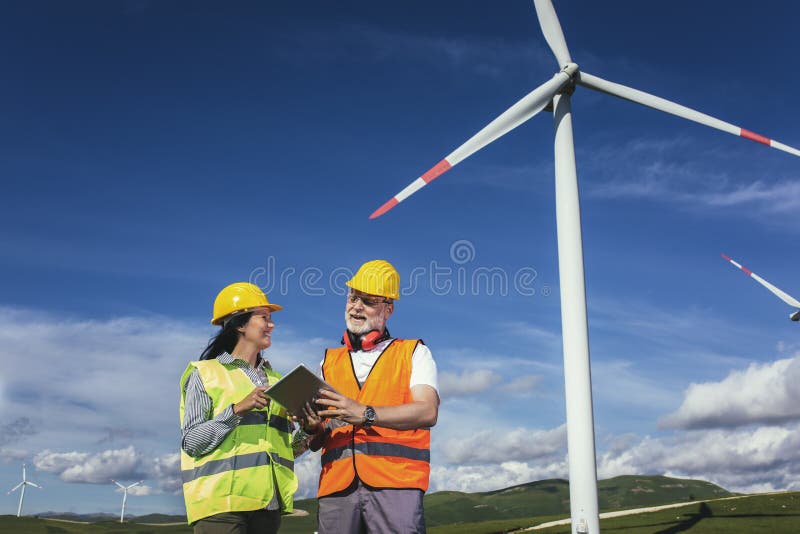 Windmill Engineer Inspection and Progress Check Wind Turbine Stock ...