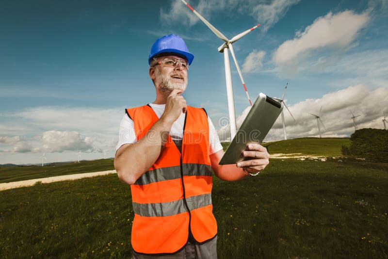 Windmill Engineer Inspection and Progress Check Wind Turbine Stock ...
