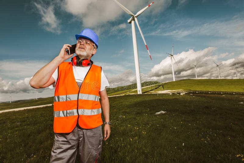 Windmill Engineer Inspection and Progress Check Wind Turbine Stock ...