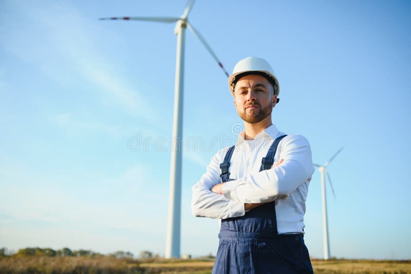 Windmill Engineer Inspection and Progress Check Wind Turbine Stock ...