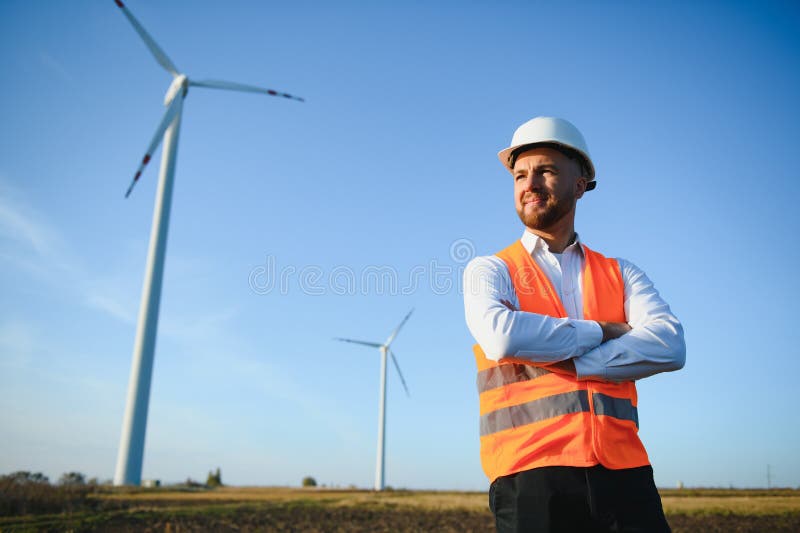 Windmill Engineer Inspection and Progress Check Wind Turbine Stock ...