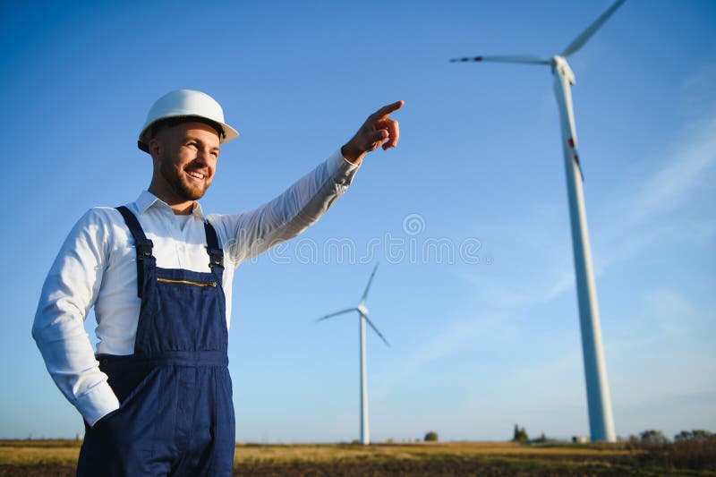 Windmill Engineer Inspection and Progress Check Wind Turbine Stock ...