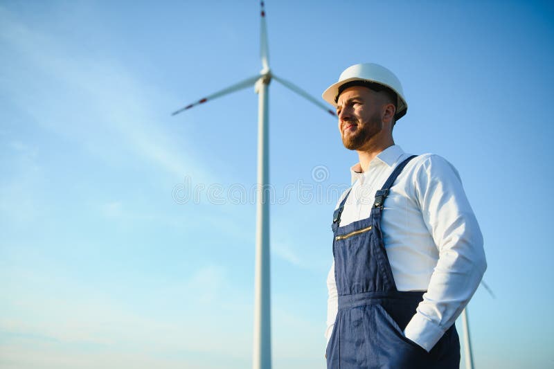 Windmill Engineer Inspection and Progress Check Wind Turbine Stock ...