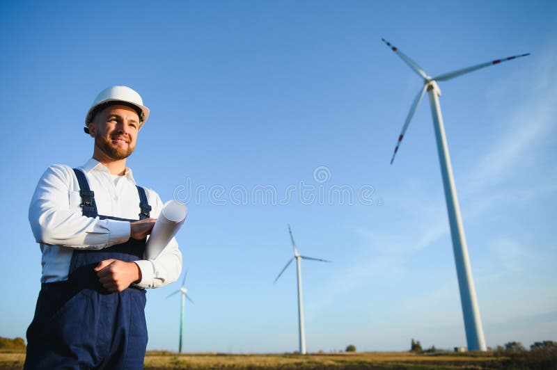 Windmill Engineer Inspection and Progress Check Wind Turbine Stock ...