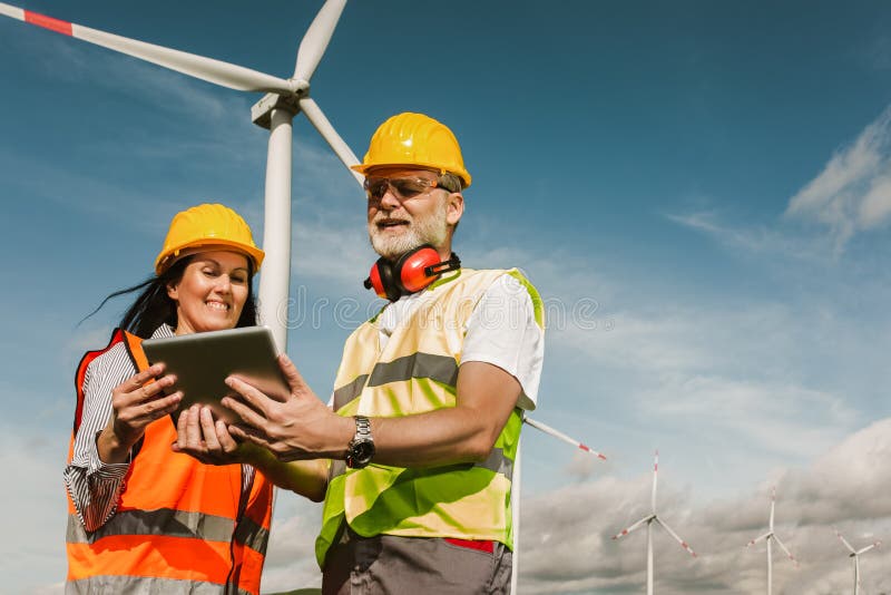 Windmill Engineers Inspection and Progress Check Wind Turbine Stock ...