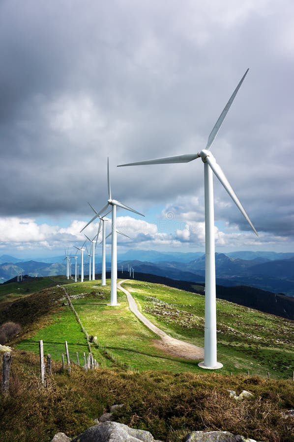 Windmill farm in mountain stock image. Image of rotate - 30982735