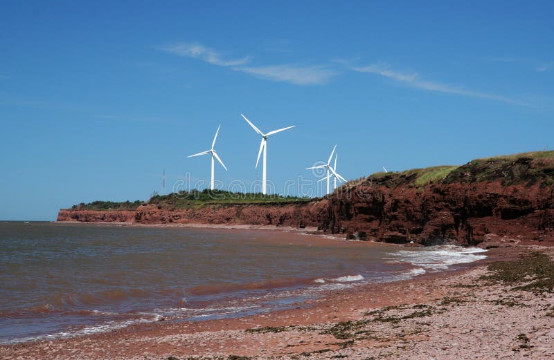 Windmill farm at seaside stock image. Image of landscape - 3363743