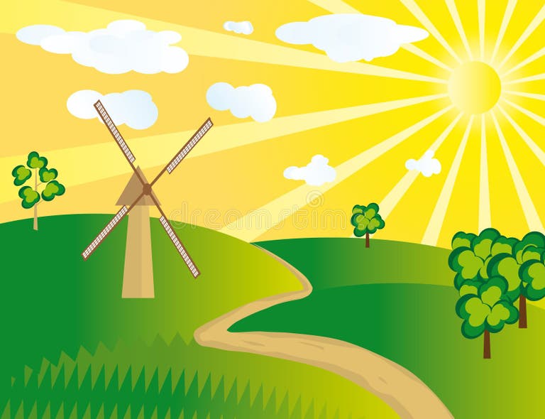 Windmill Field Cartoon Stock Illustrations – 3,875 Windmill Field ...