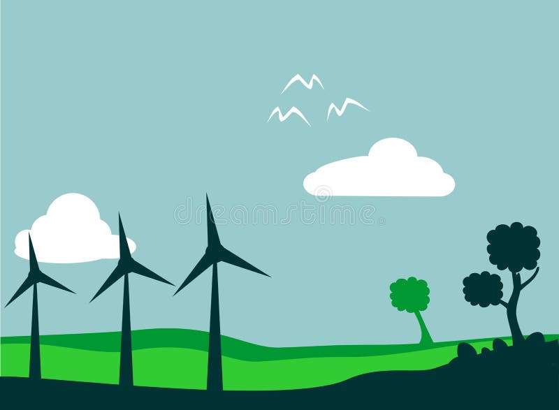 Windmill field stock vector. Illustration of landscape - 37051761