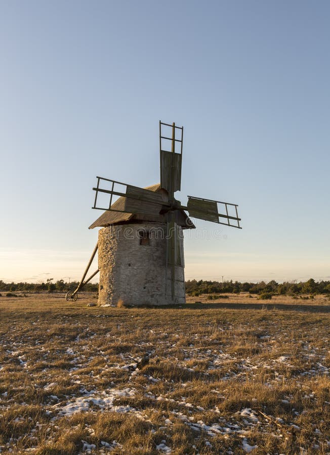 Windmill in Field stock image. Image of windmill, trees - 64537481