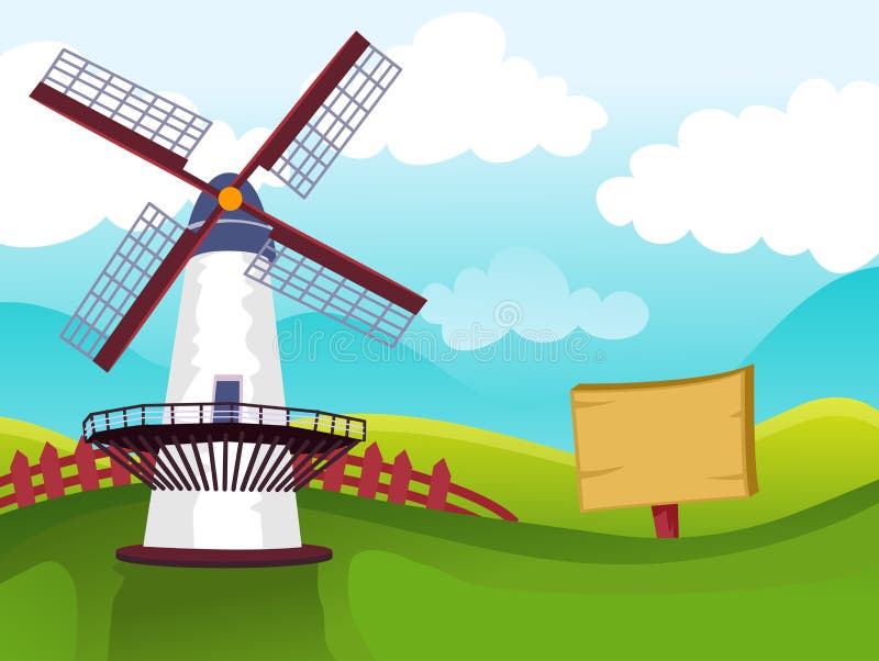 Windmill on Field stock vector. Illustration of board - 73258400