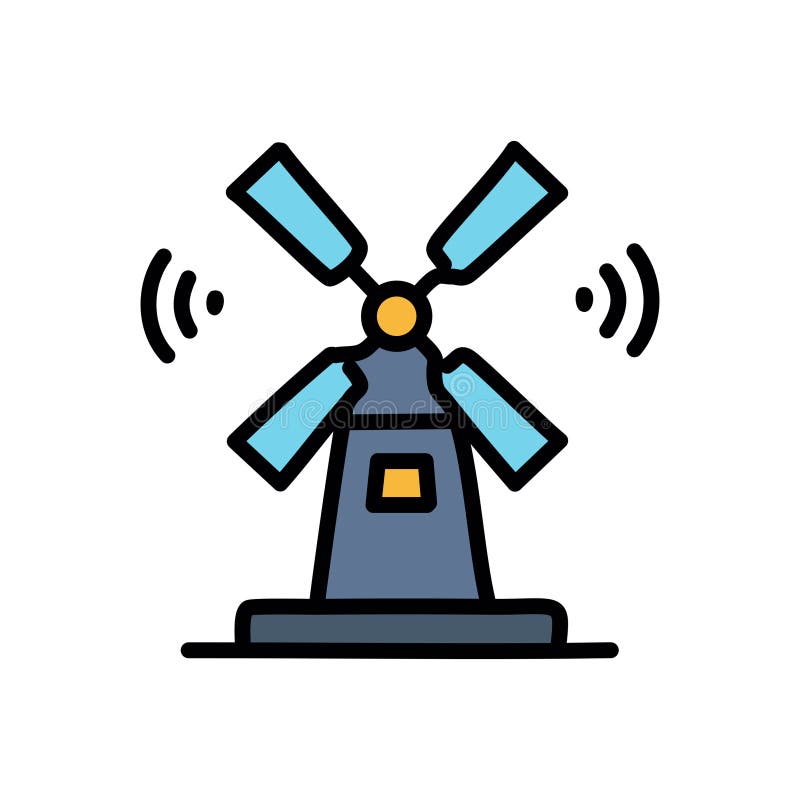 Windmill Flat Color Icon. Pictogram for Web Page, Mobile App, Promo. UI ...