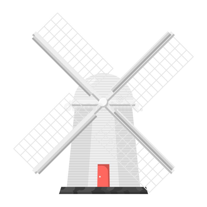 Windmill Flat Illustration. Clean Icon Design Element on Isolated White Background Stock Vector ...