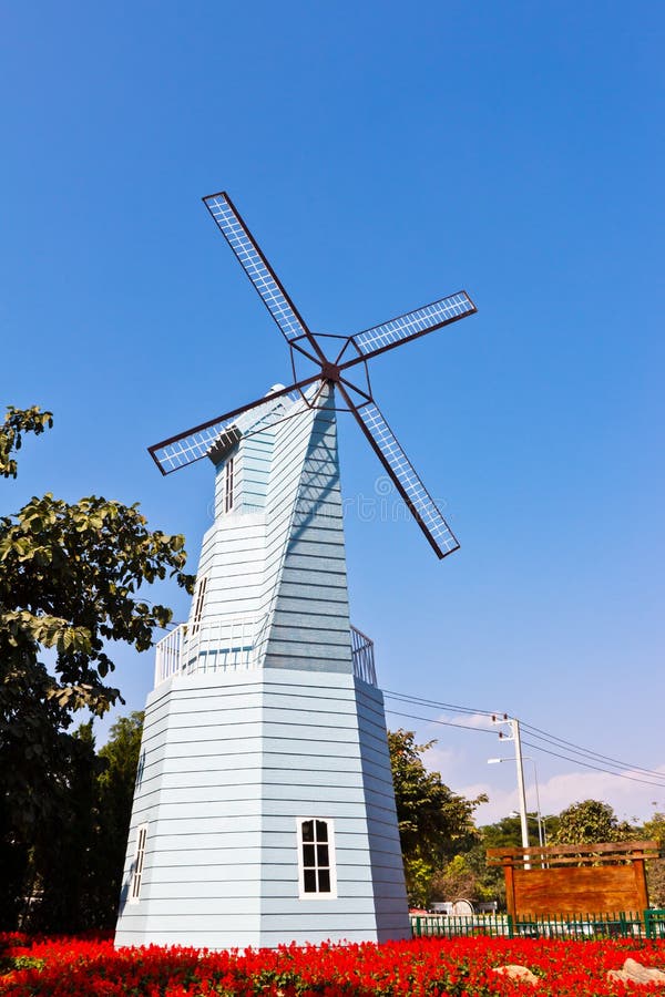Windmill stock photo. Image of renewable, plain, flower - 48934078
