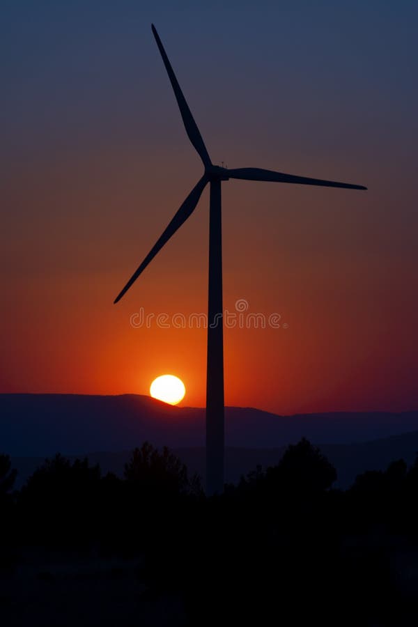 Windmill in Front of the Evening Sun Stock Photo - Image of ecological ...