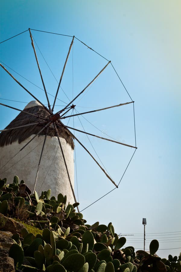 Windmill in Greece, Portrait Stock Image - Image of museum, resort ...