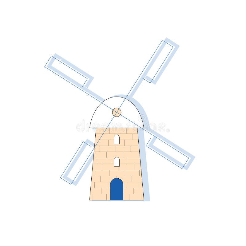Windmill in Greek Style Vector Illustration Stock Vector - Illustration ...