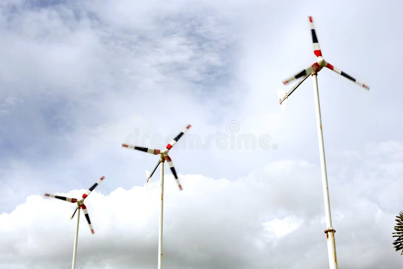 Windmill Group for Renewable Electric Energy. Stock Image - Image of ...